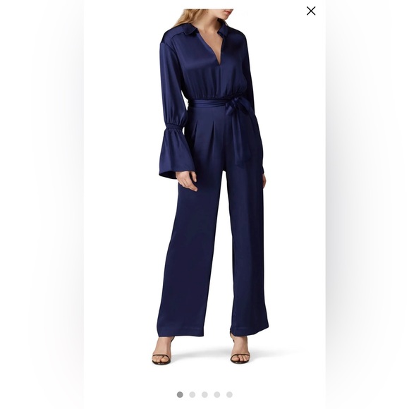 Three Floor | Pants & Jumpsuits | Three Floor Brigitte Navy Satin ...
